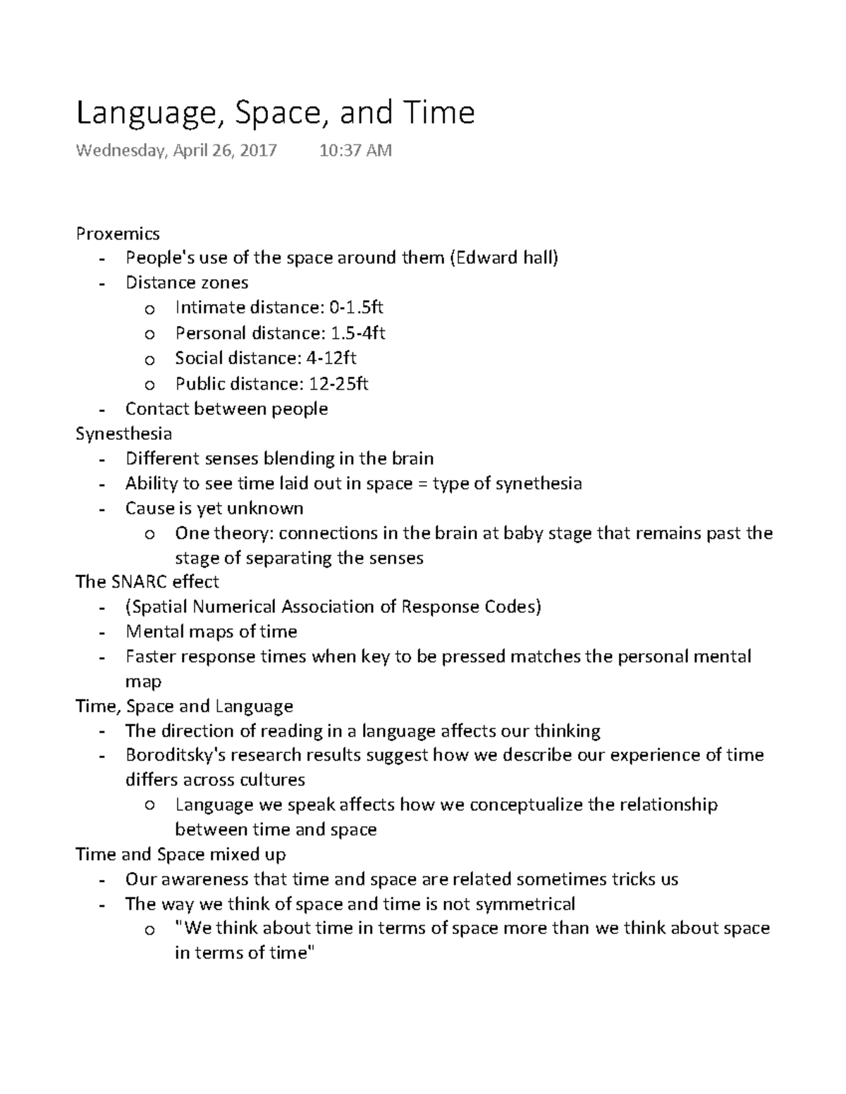 Language, Space, and Time - Language, Space, and Time Wednesday, April ...