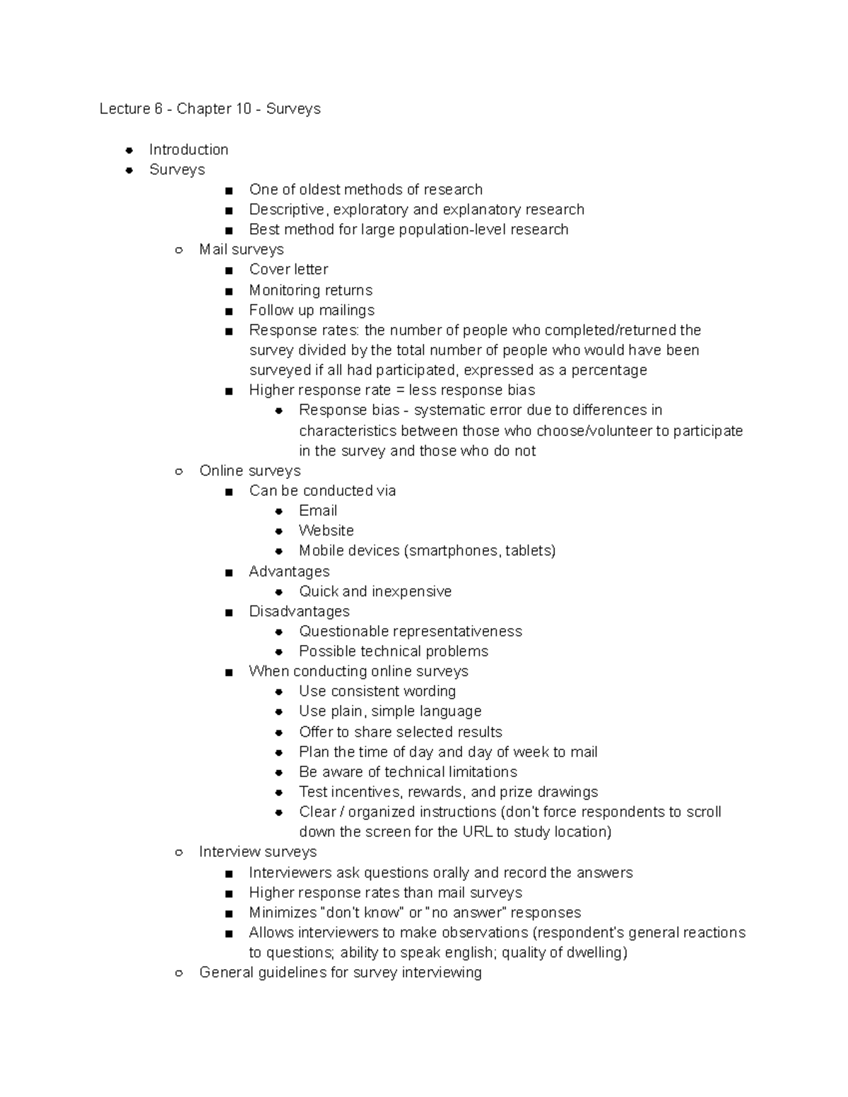 Lecture 6 - Chapter 10 - Surveys - Lecture 6 - Chapter 10 - Surveys ...
