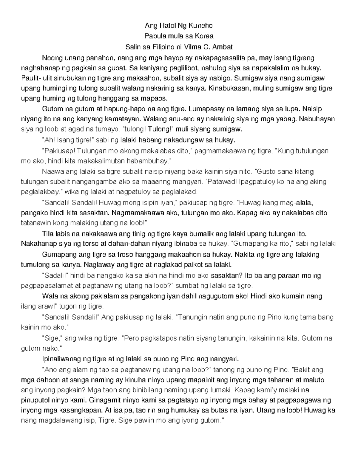 Ang Hatol Ng Kuneho - isa po itong akda - Ang Hatol Ng Kuneho Pabula ...