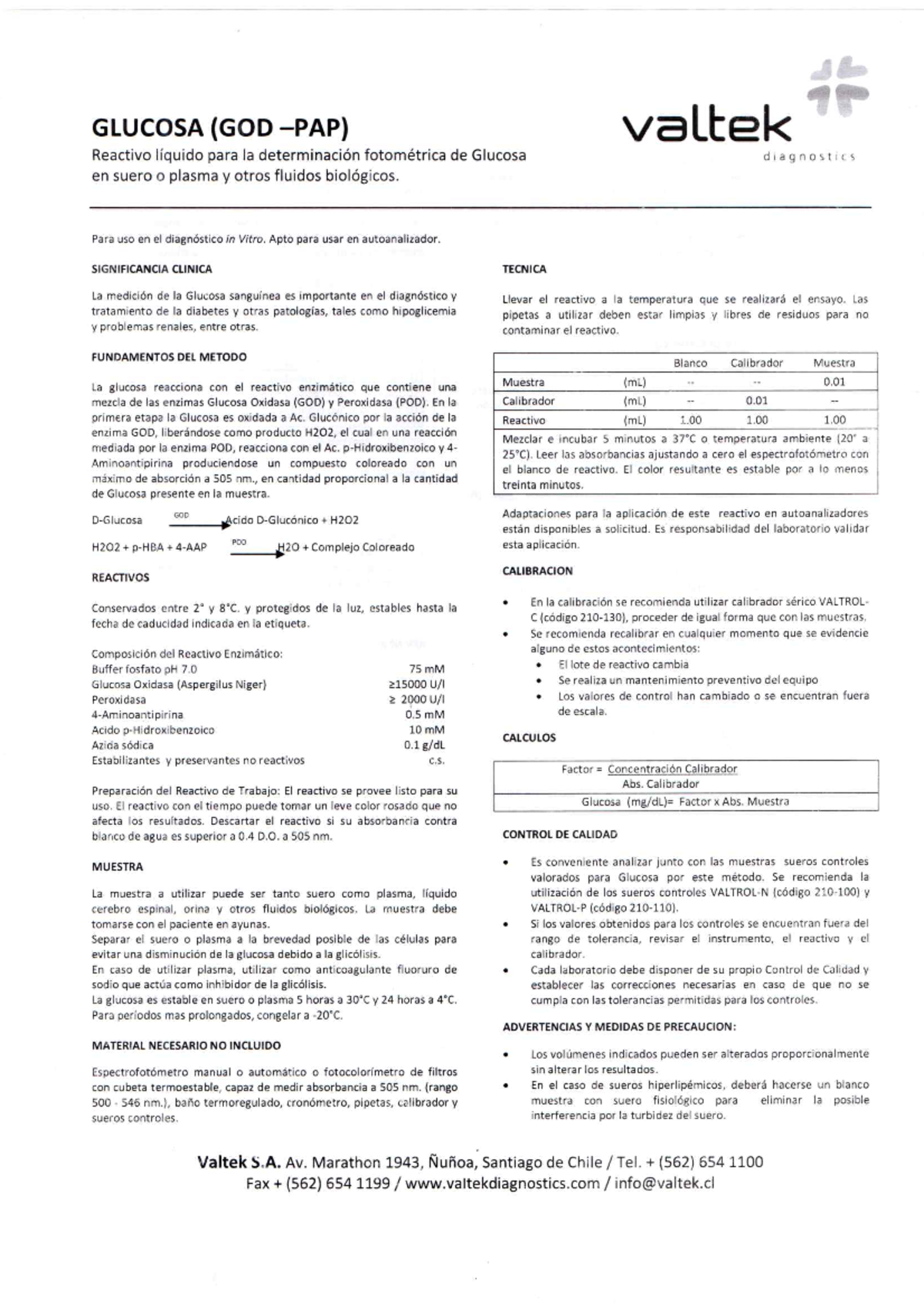 Inserto Glucosa (GOD-PAP) - Bioquímica - Studocu