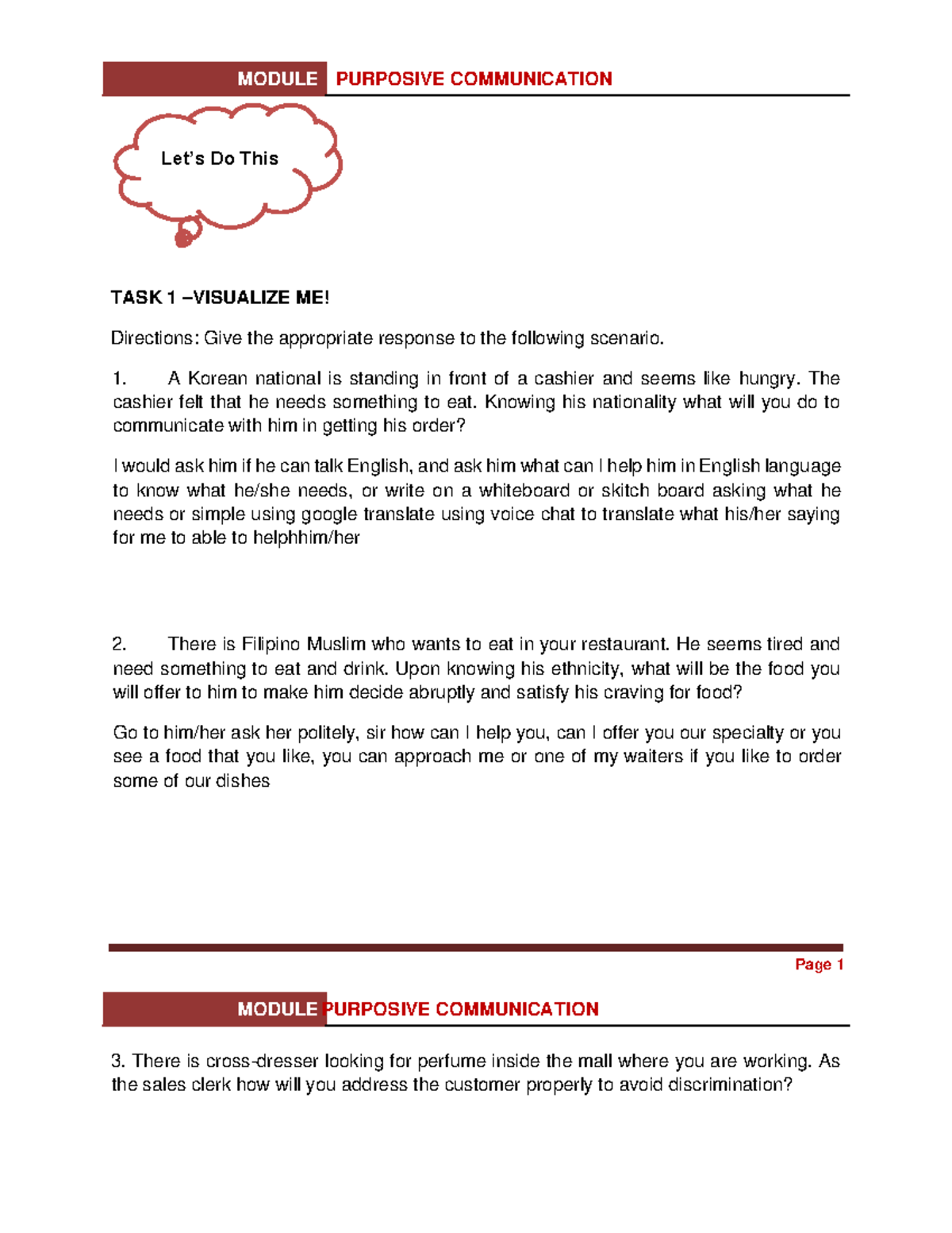 Activity 3 - chapter 3 answer - TASK 1 –VISUALIZE ME! Directions: Give ...