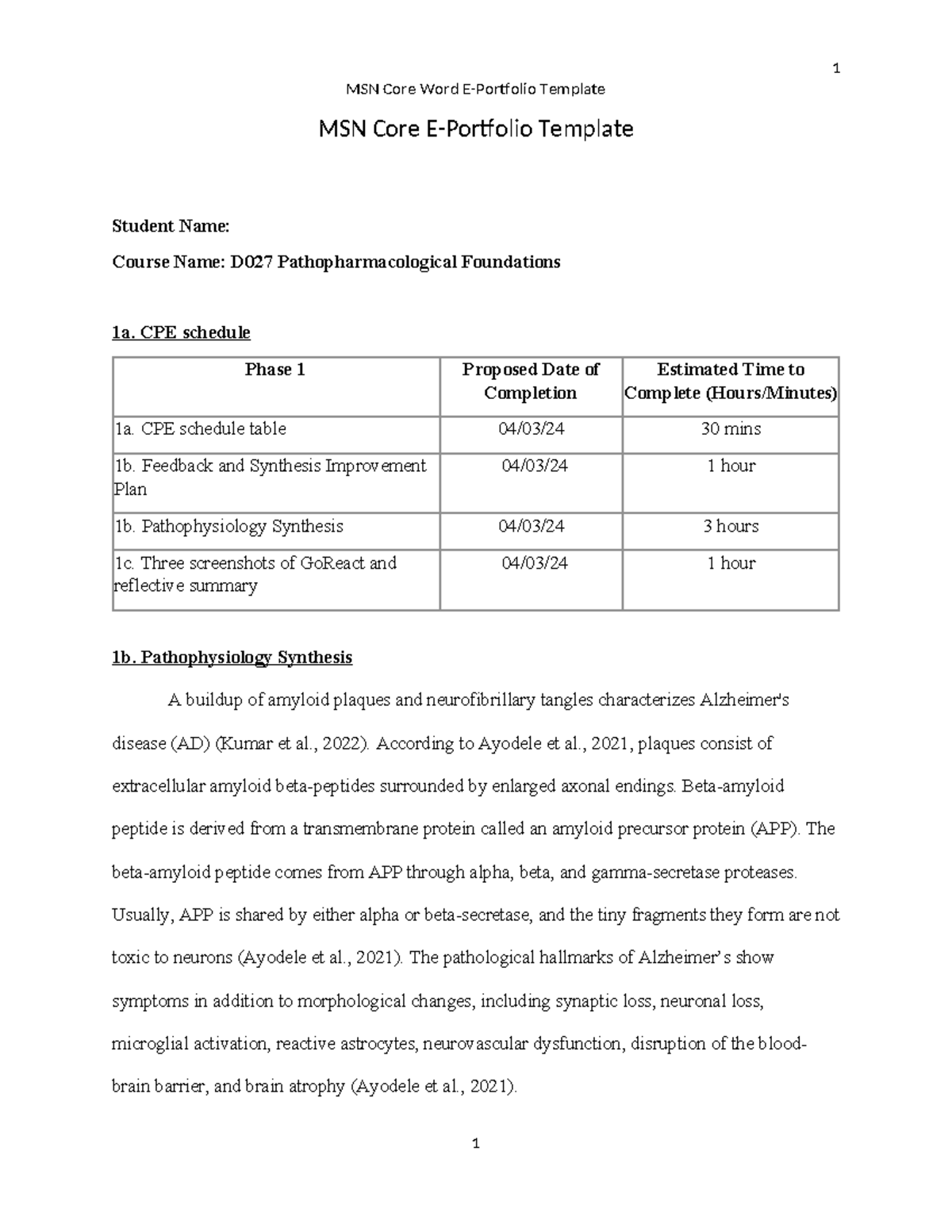 D027 word e-portfolio tempate - MSN Core Word E-Portfolio Template MSN ...