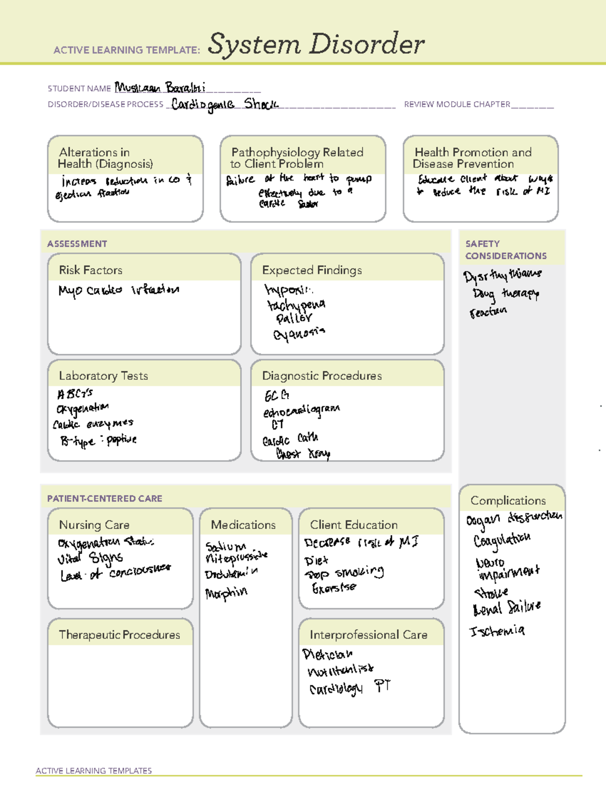 Med surg week3 hw Copy - Uiui - STUDENT NAME _____________________________________ DISORDER ...