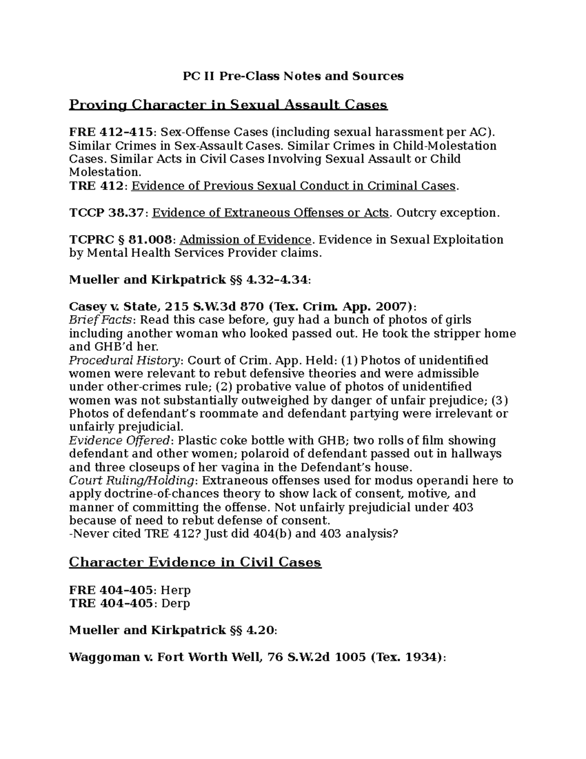 PCII Day 45 Briefs - outline - PC II Pre-Class Notes and Sources ...