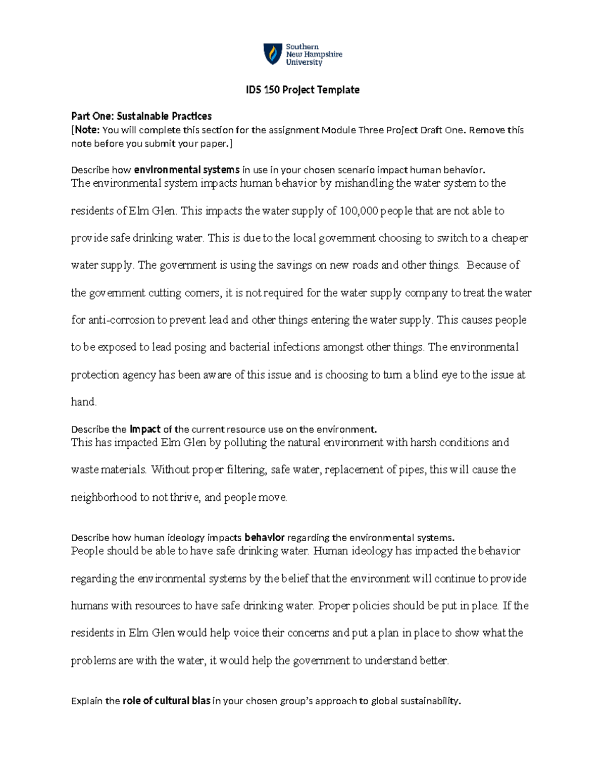 IDS project 1 - IDS 150 Project Template Part One: Sustainable ...