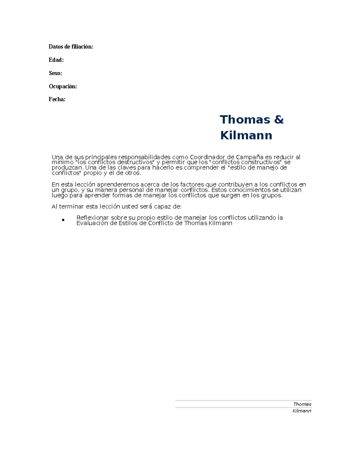 Thomas & Kilmann - Student guide lesson-convertido - Thomas Kilmann 1 ...