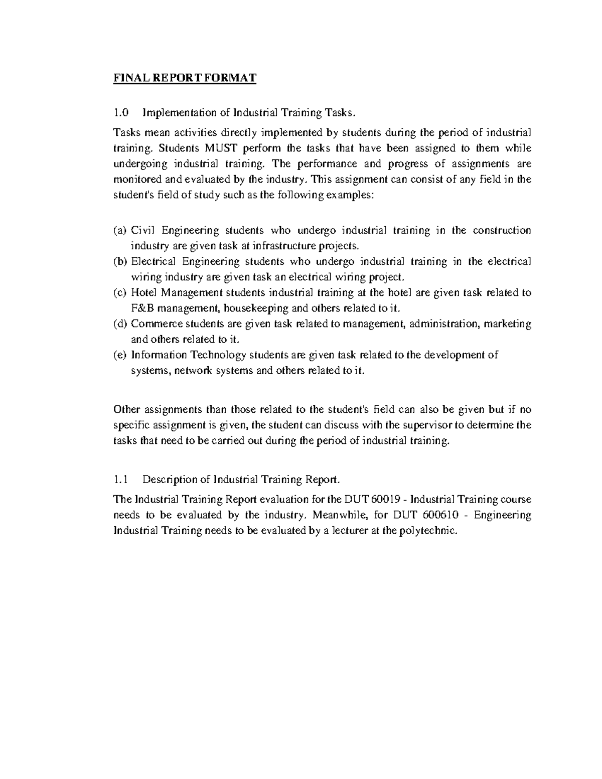 Contoh Format Penulisan Laporan Akhir LI - FINAL REPORT FORMAT 1 ...