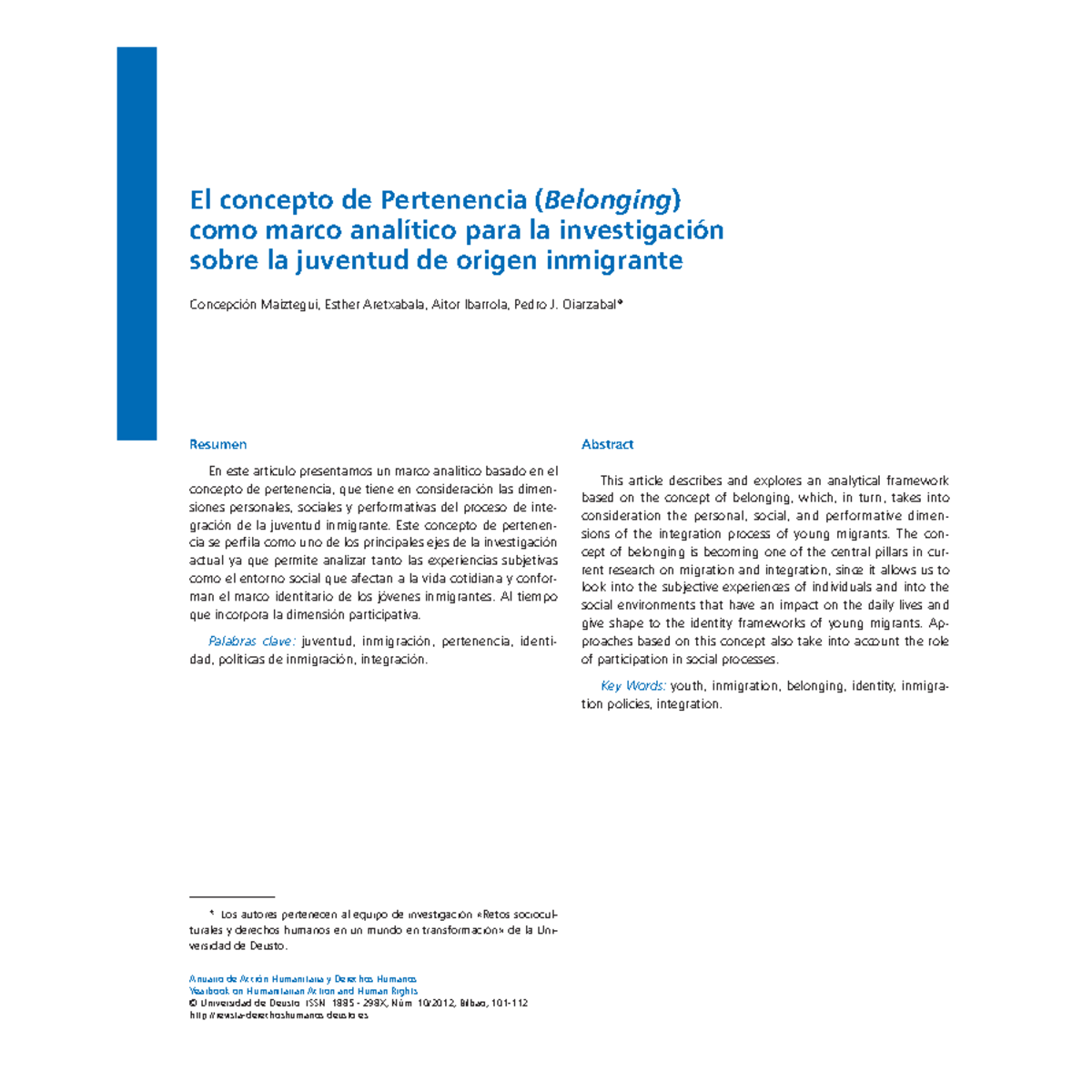Dialnet-El Concepto De Pertenencia Belonging Como Marco Analitico ...