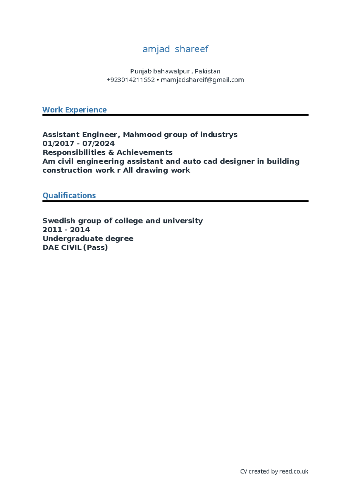 Amjad shareef CV - Civil draftsman - Software engineering - amjad ...