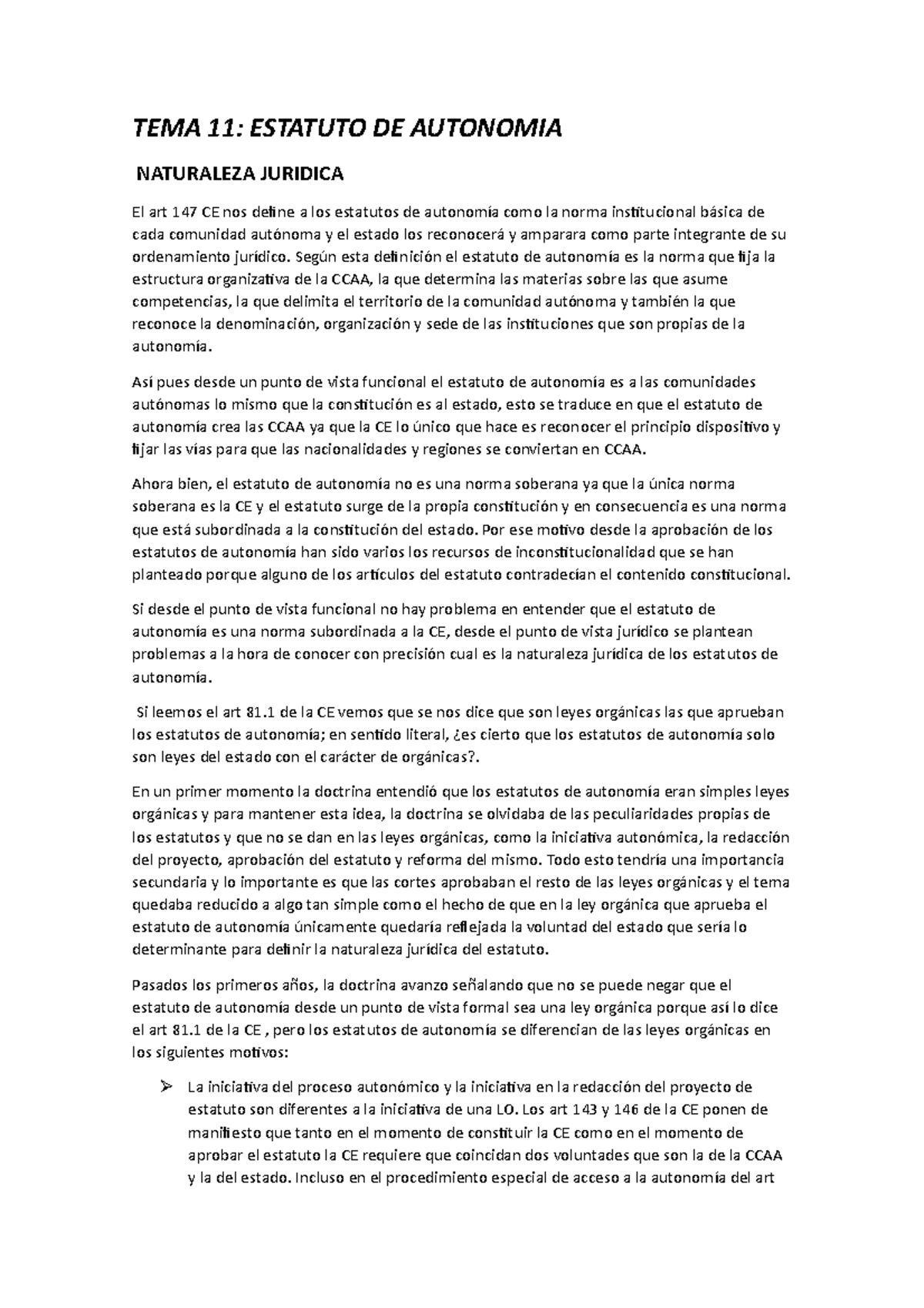 Tema 11: Estatuto de Autonomía - Apuntes - TEMA 11: ESTATUTO DE ...