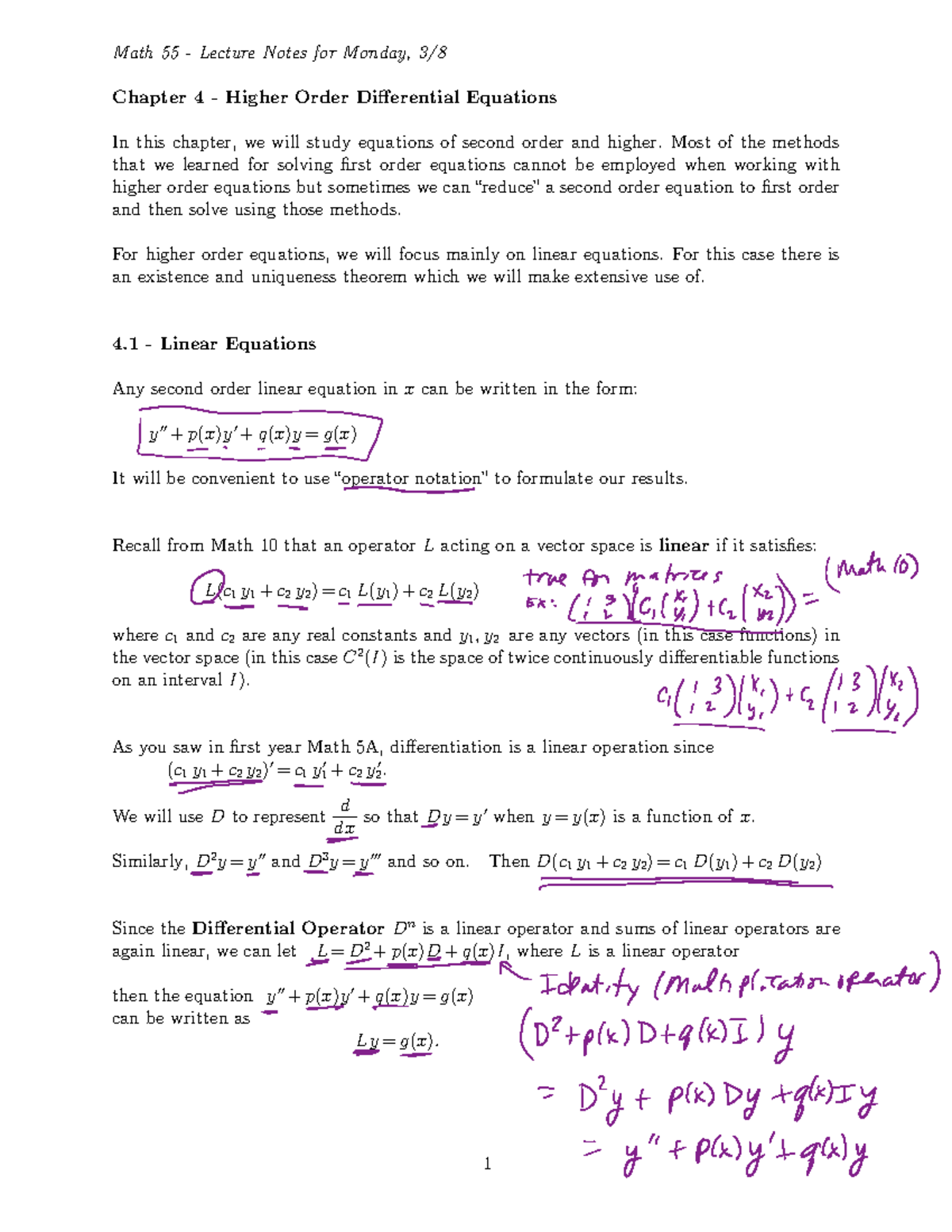 55308 annotated - Prof Patricia Michel - Math 55 - Lecture Notes for ...