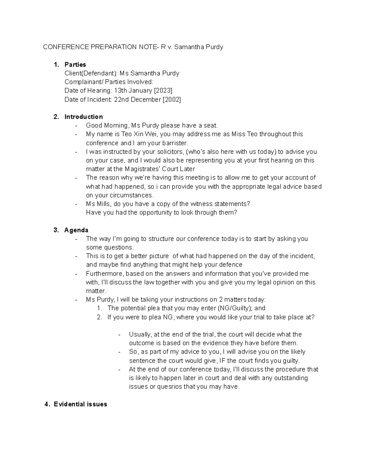 Conference Preparation NOTE WS 5 - CONFERENCE PREPARATION NOTE- R v ...