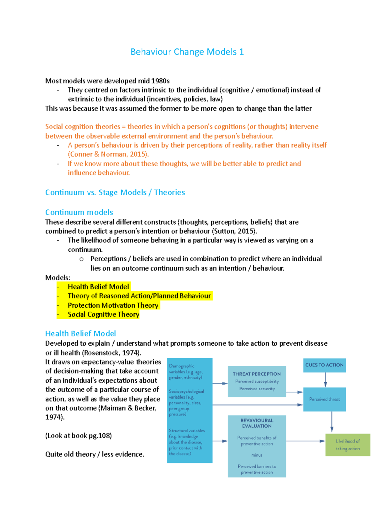 Behaviour Change Models - A person’s behaviour is driven by their ...