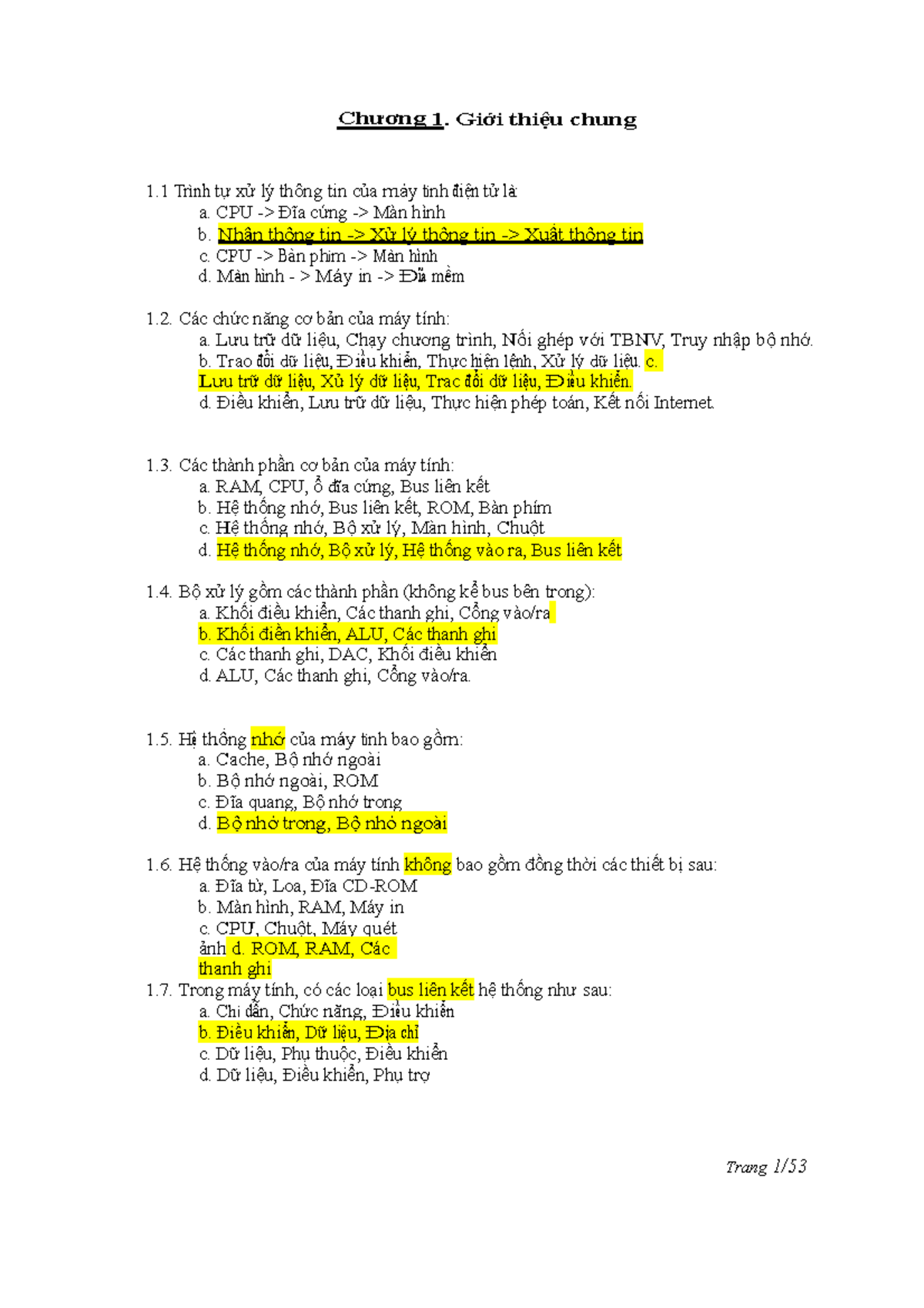 300 cau hoi trac nghiem kien truc may tinh-đã chuyển đổi - Trang 1/ Chương 1. Giới thiệu chung 1 ...