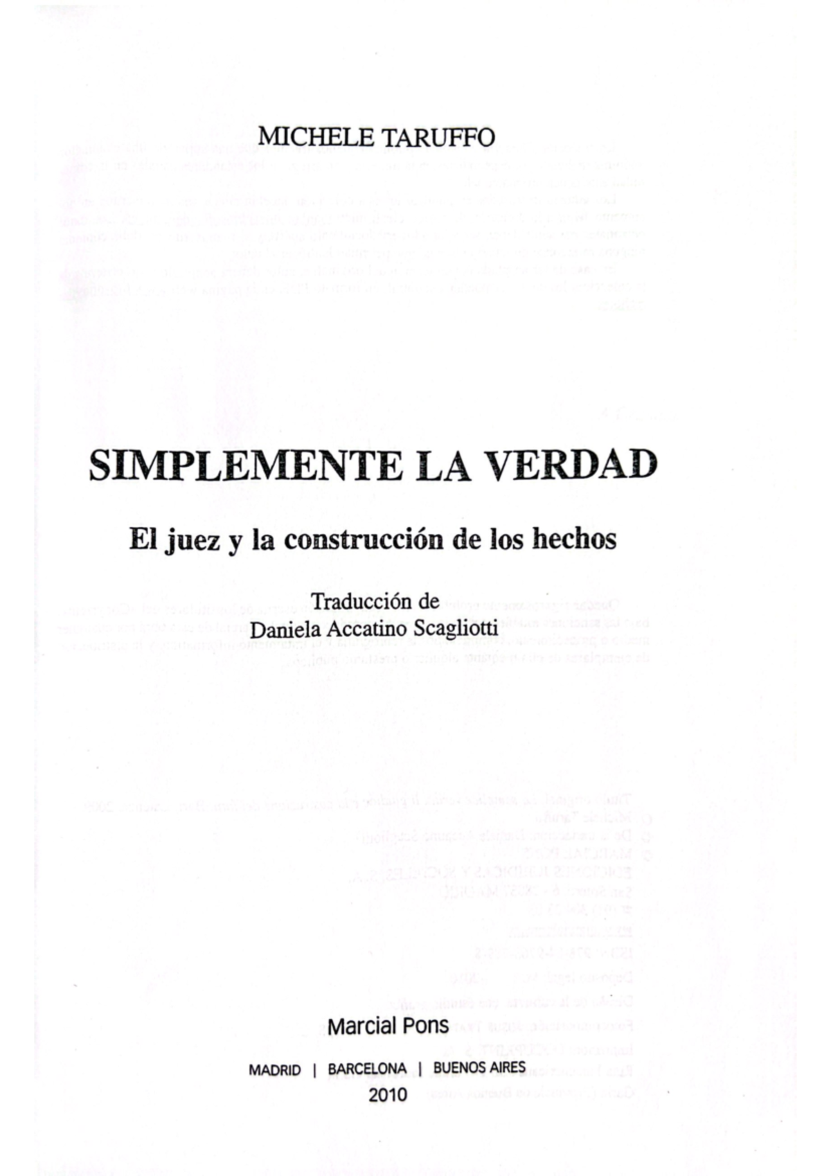 Simplemente LA Verdad - Michele Taruffo CAP. II - derecho procesal penal I - Studocu