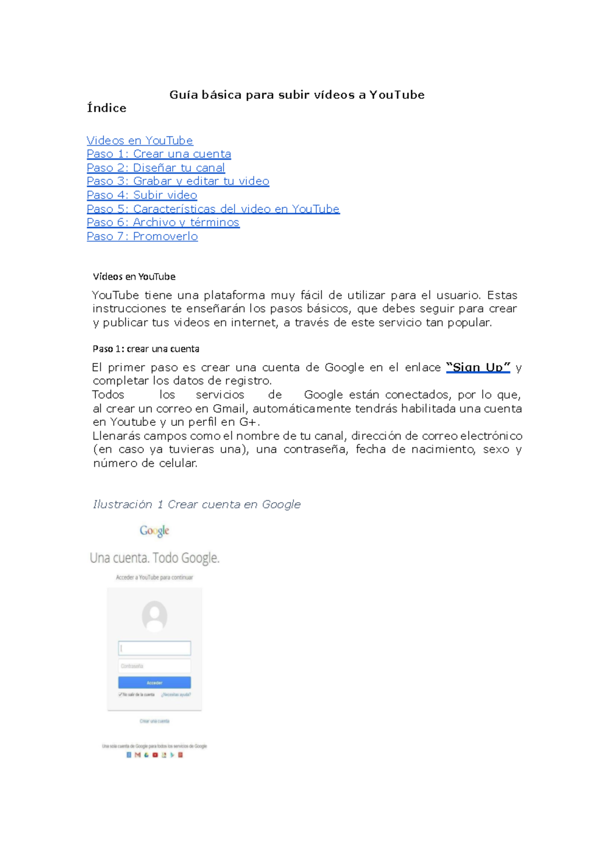 Anexo 3 - Guia Basica de Publicacon de Video You Tube - Guía básica ...