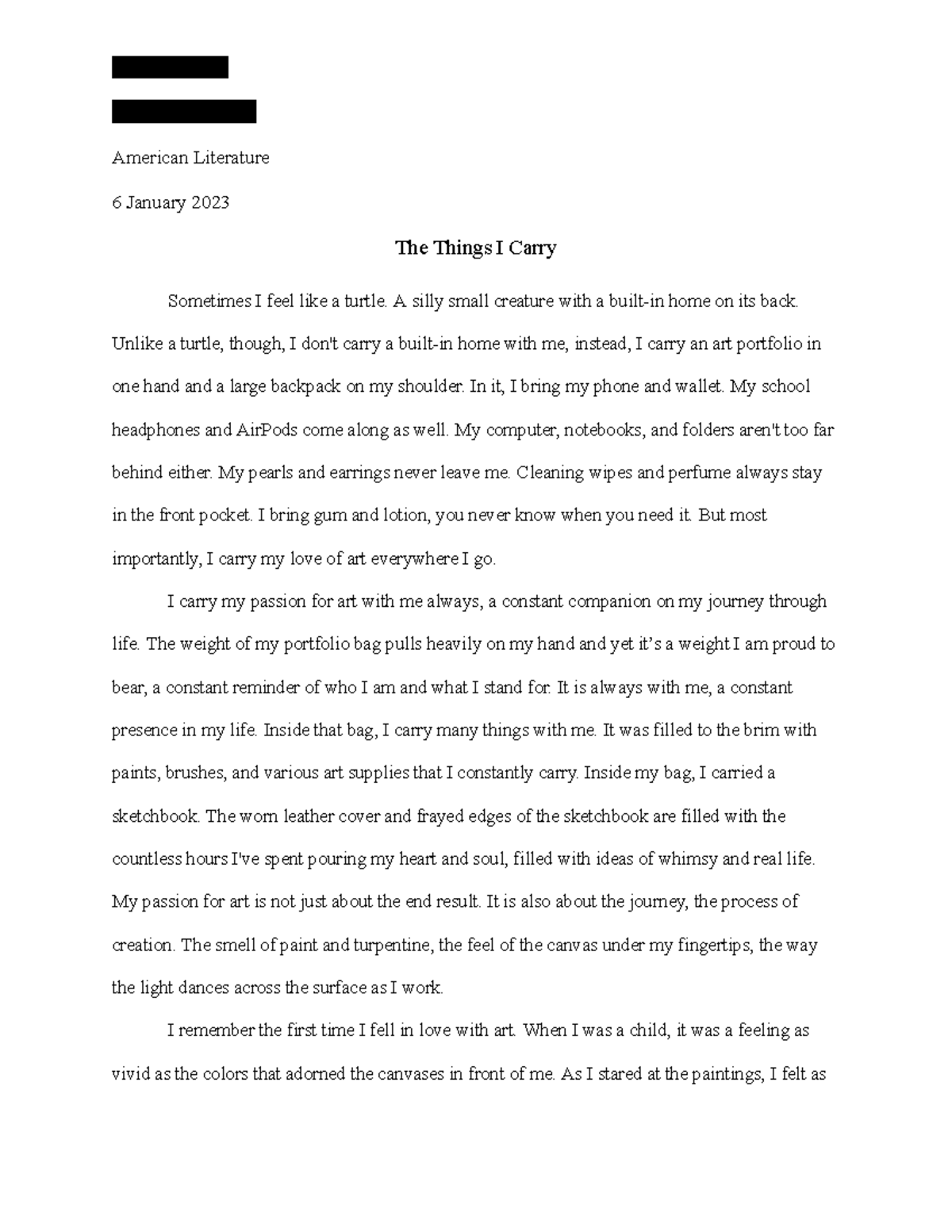 The Things I Carry - Karina Blinder Rebecca Mehrtens American ...