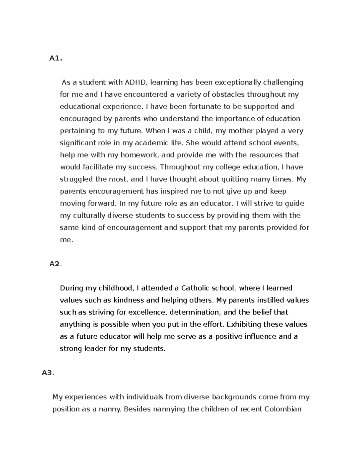 TASK 1 D096 PASSED - A1. As a student with ADHD, learning has been ...