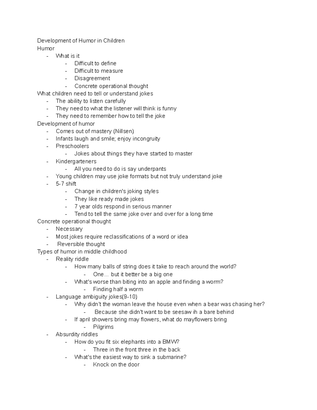 Humor lecture 10 CDE 232 - Development of Humor in Children Humor ...
