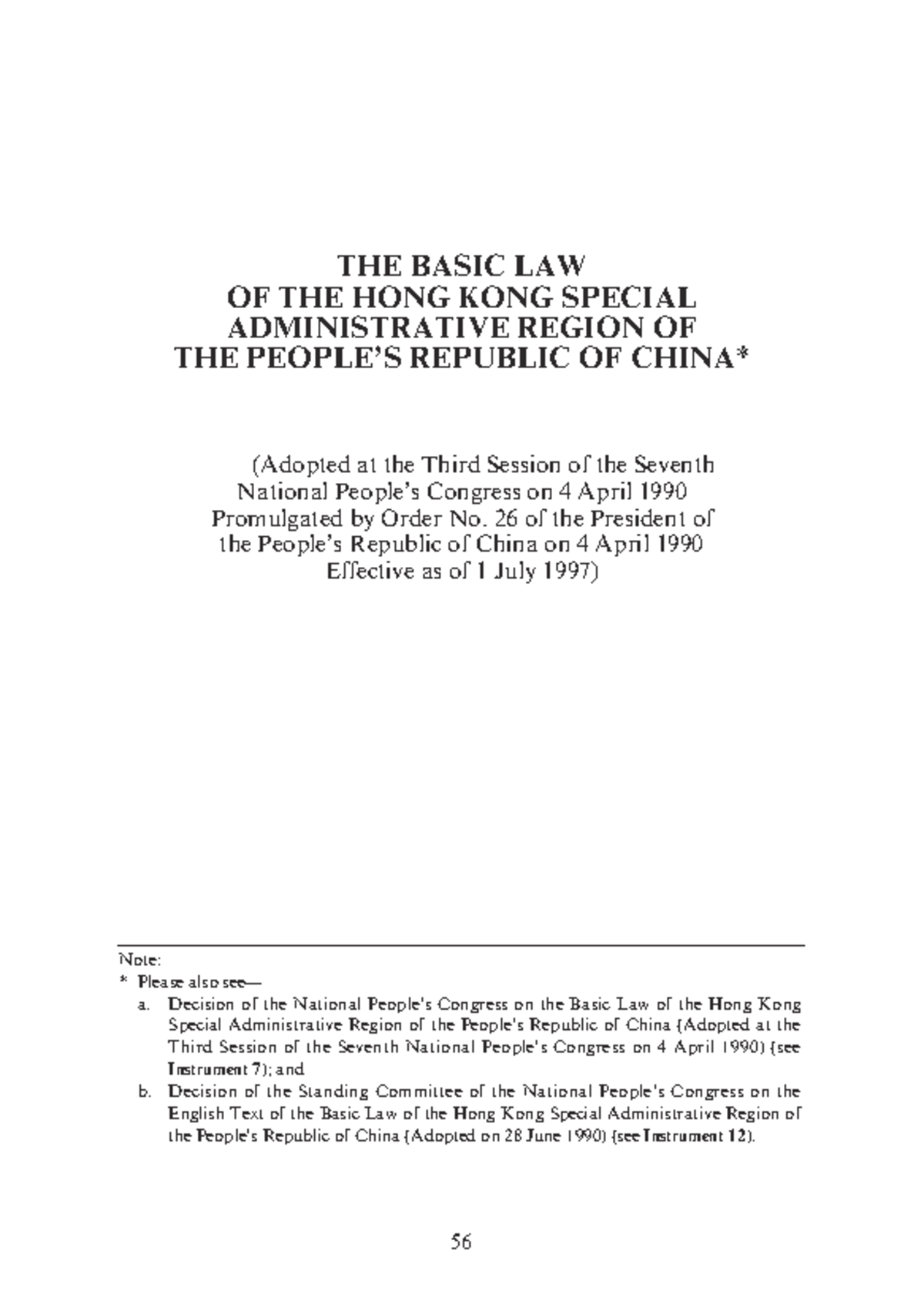 Basic Law HK - THE BASIC LAW OF THE HONG KONG SPECIAL ADMINISTRATIVE ...