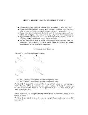 Exercise sheet 3 - Study Material - GRAPH THEORY MA5234 EXERCISE SHEET ...