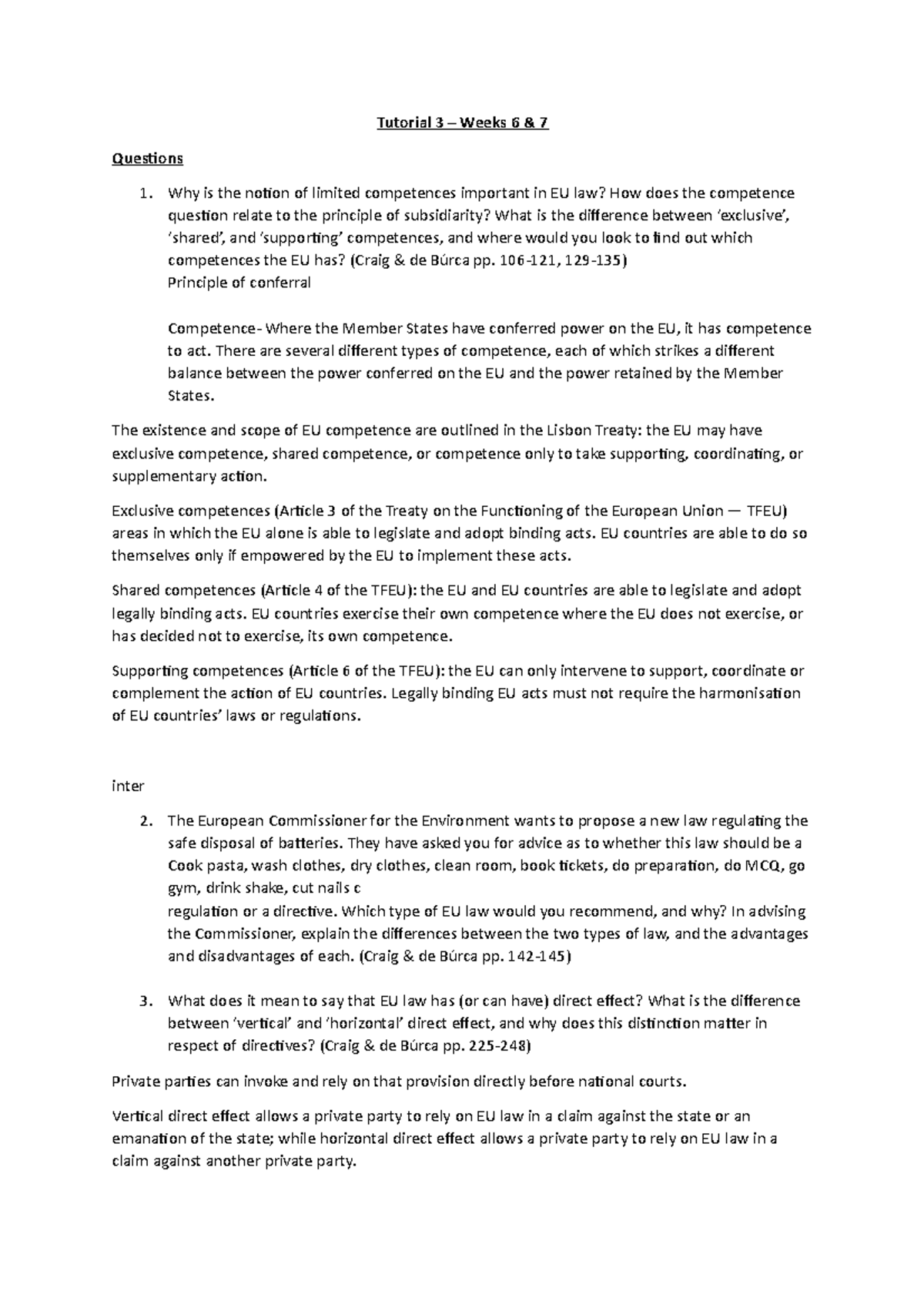 Tutorial 3 - Practice materials - Tutorial 3 – Weeks 6 & 7 Questions ...