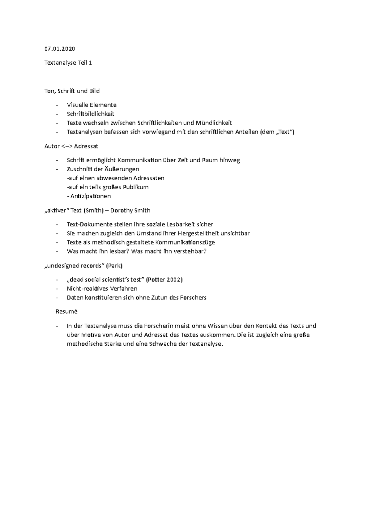 Textanalyse Teil 1 - Notizen zur Thematik - 07. Textanalyse Teil 1 Ton ...