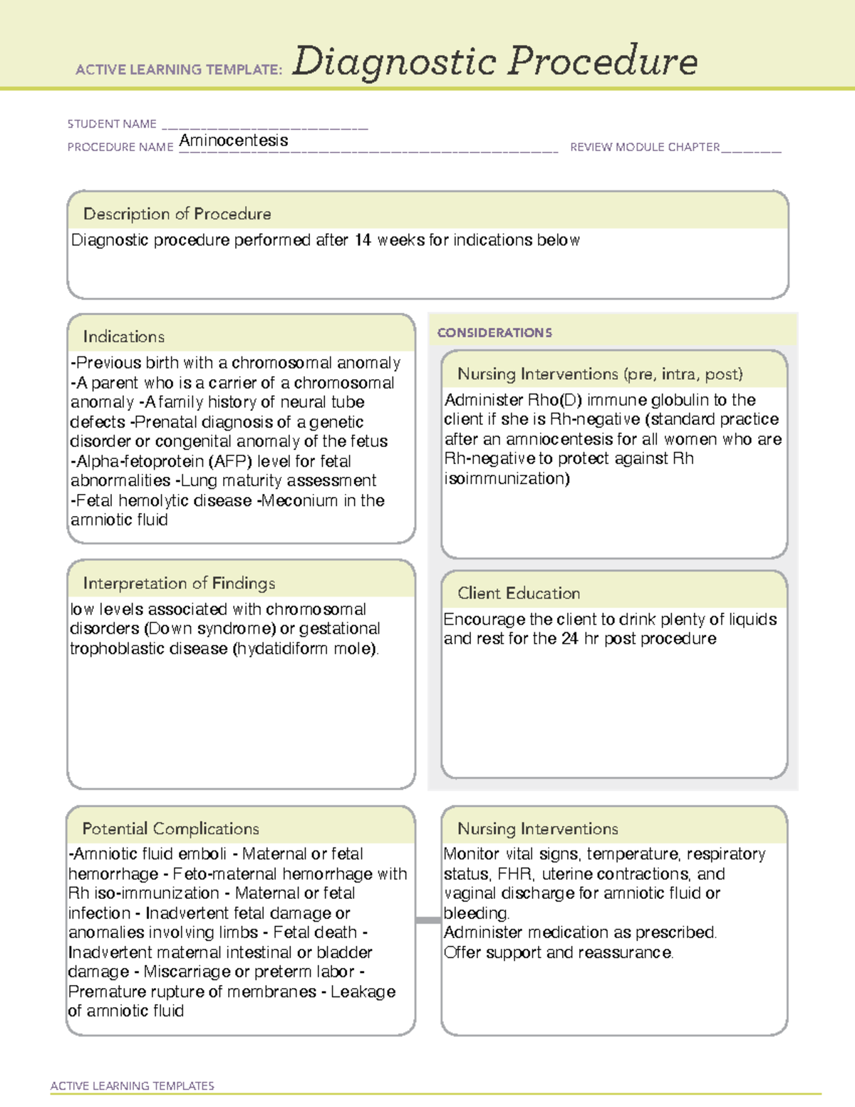 Aminocentesis - work - PSCI 425 - ACTIVE LEARNING TEMPLATES Diagnostic ...