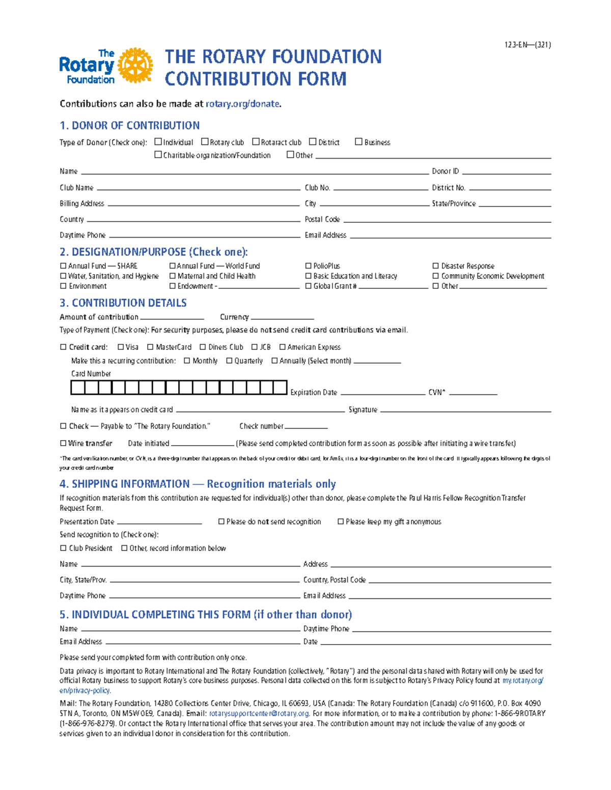 123 contribution form en - THE ROTARY FOUNDATION CONTRIBUTION FORM ...