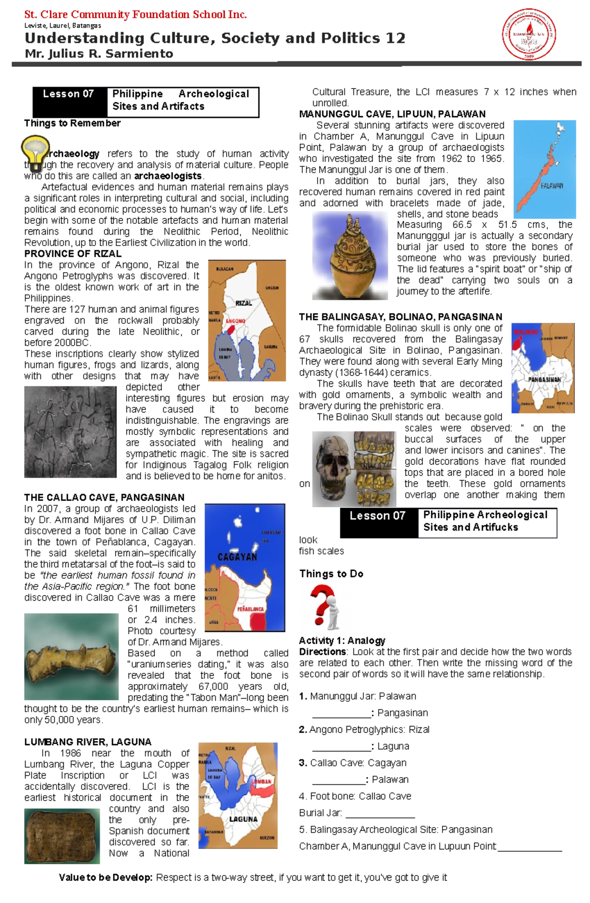 Instructional Module in UCSP 12 Lesson 07 - St. Clare Community ...