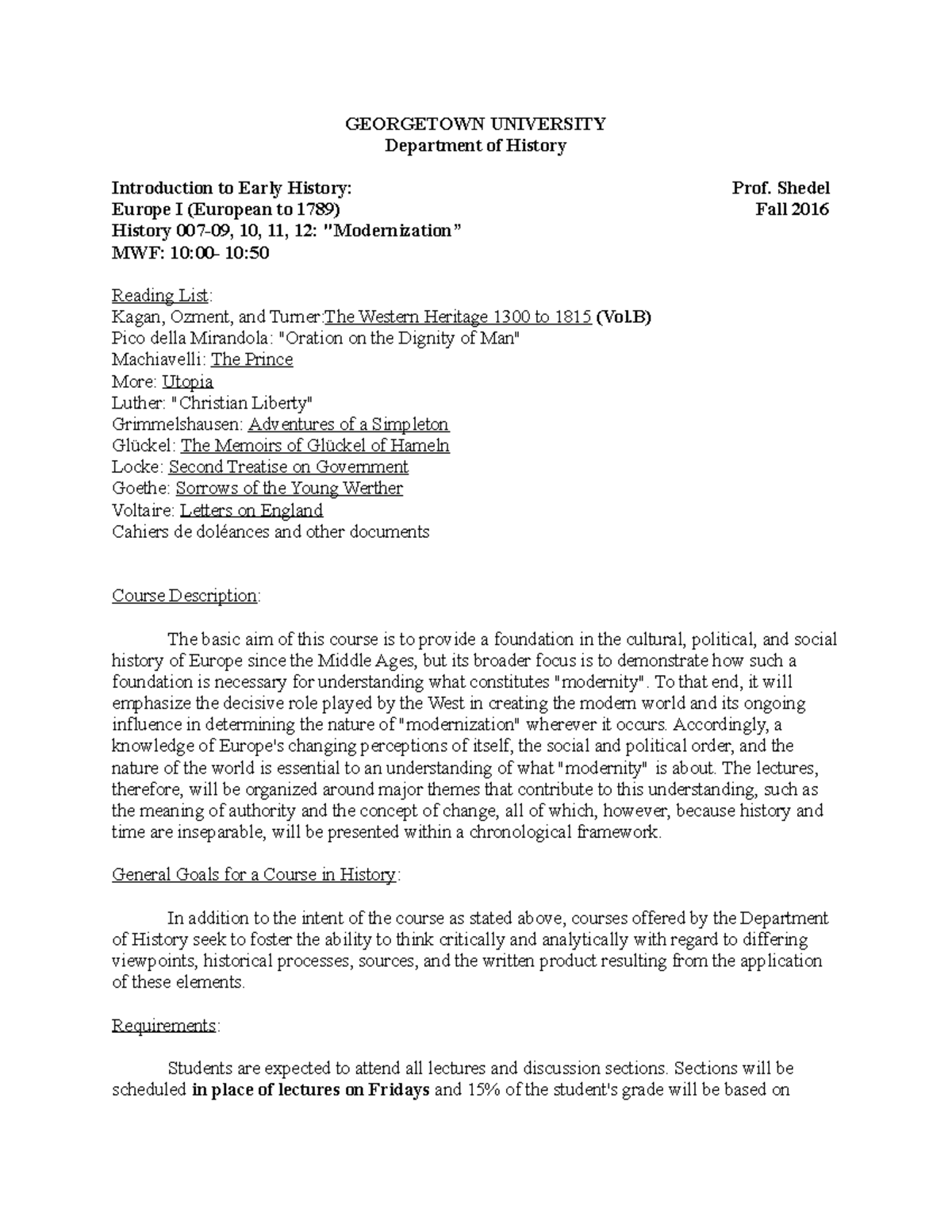 Outline of Assignments for HIST007 - GEORGETOWN UNIVERSITY Department ...