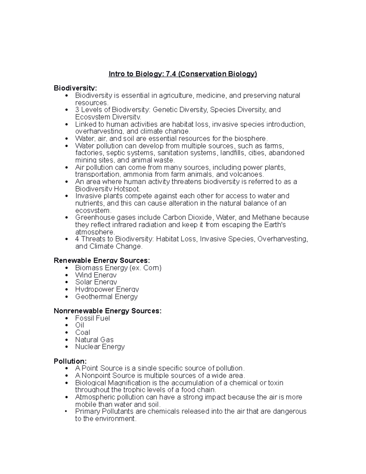 Intro to Bio 7.4 (Conservation Biology) - Intro to Biology: 7 ...