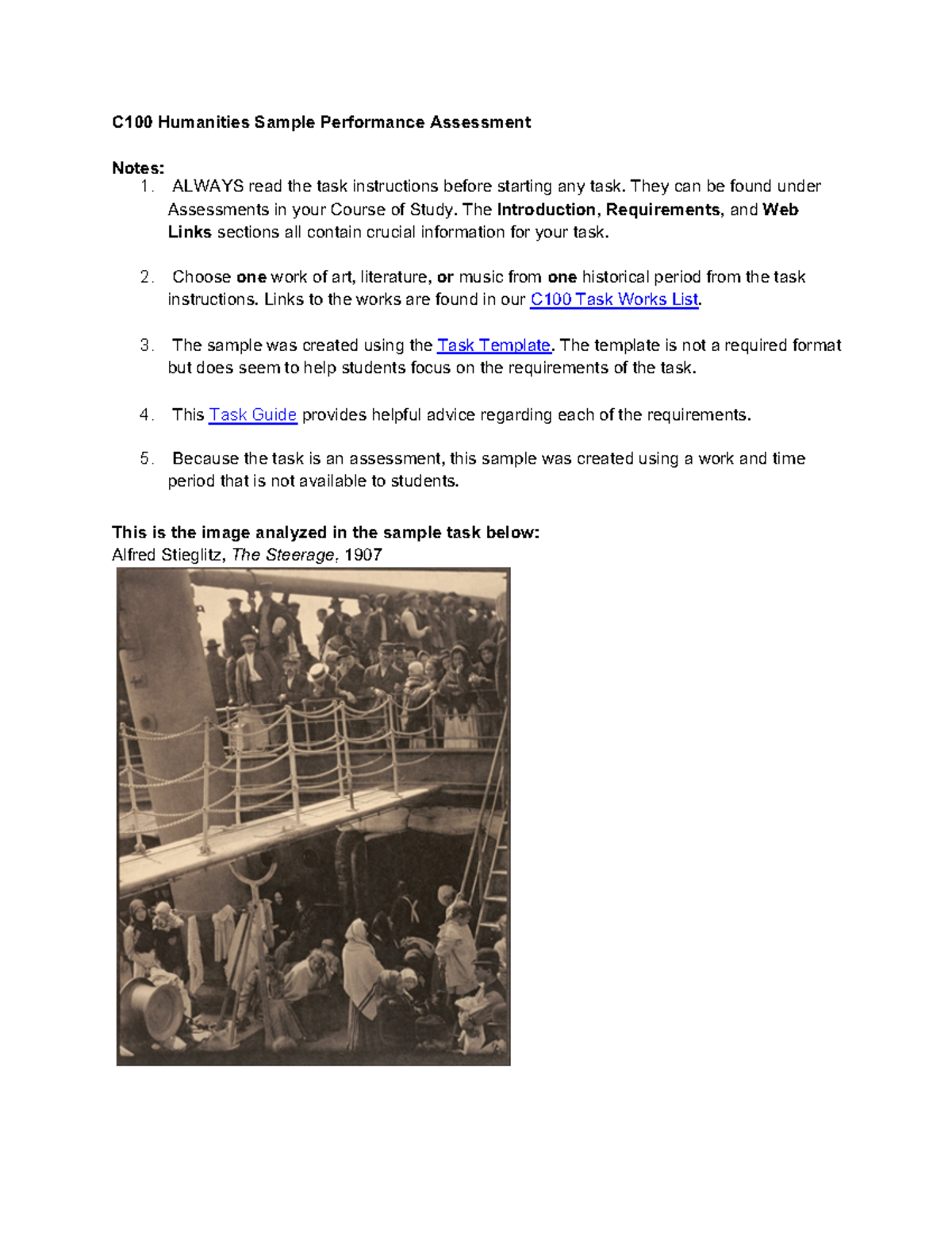 Sample Task for C100 Humanities - C100 Humanities Sample Performance ...