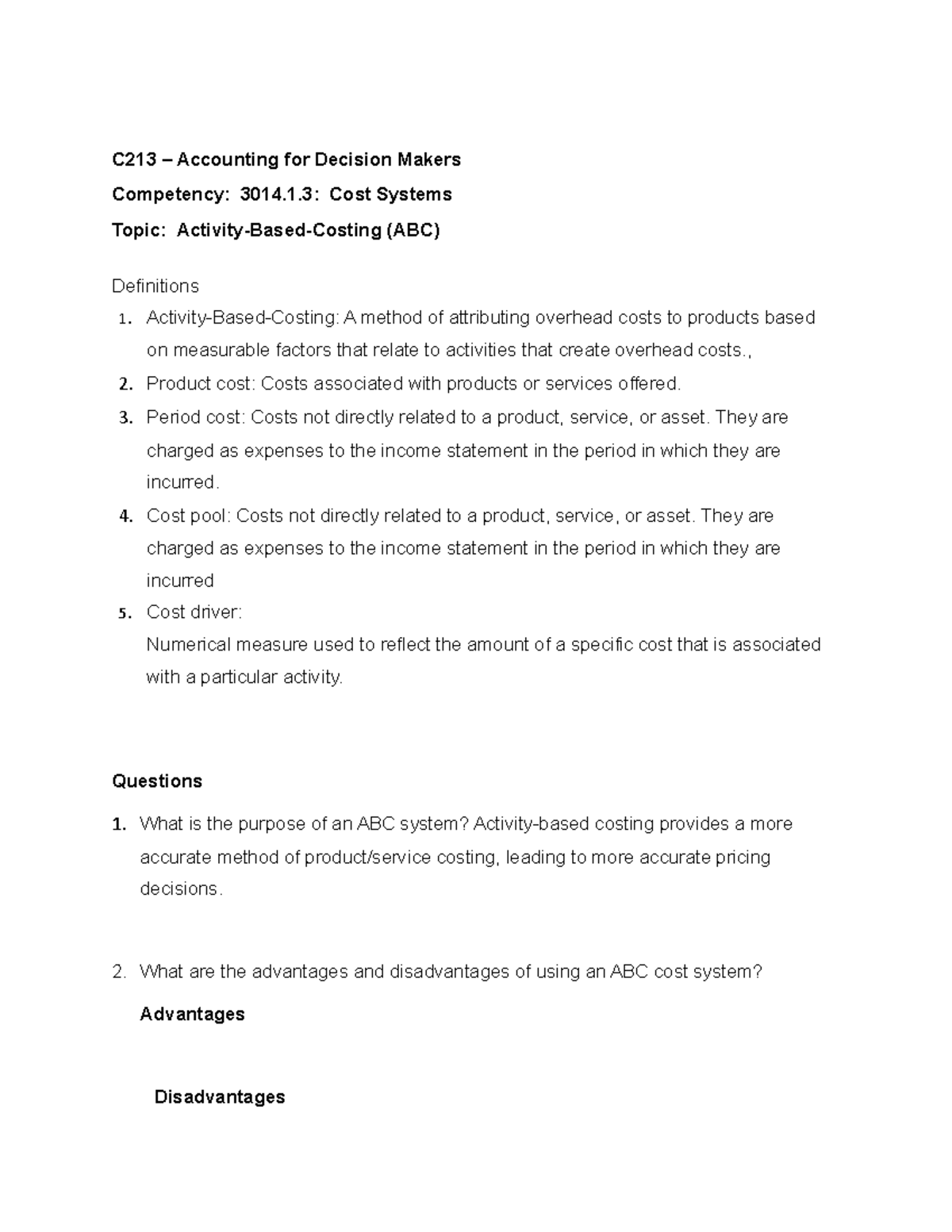 C213 ABC December 2016 - Study guide on how to answer questions on test ...
