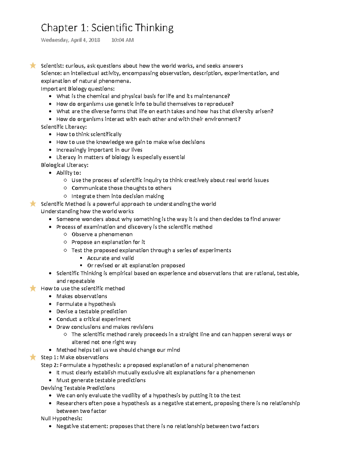 Chapter 1 Scientific Thinking - Chapter 1: Scientific Thinking ...