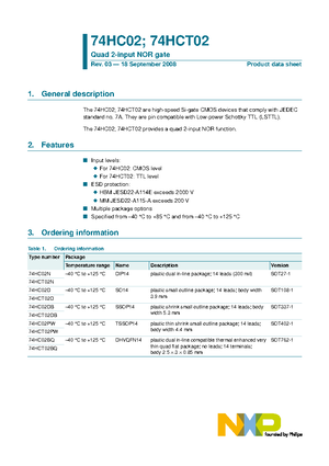 74HC08 - Datasheet para circuito integrado - DATA SHEET Product ...
