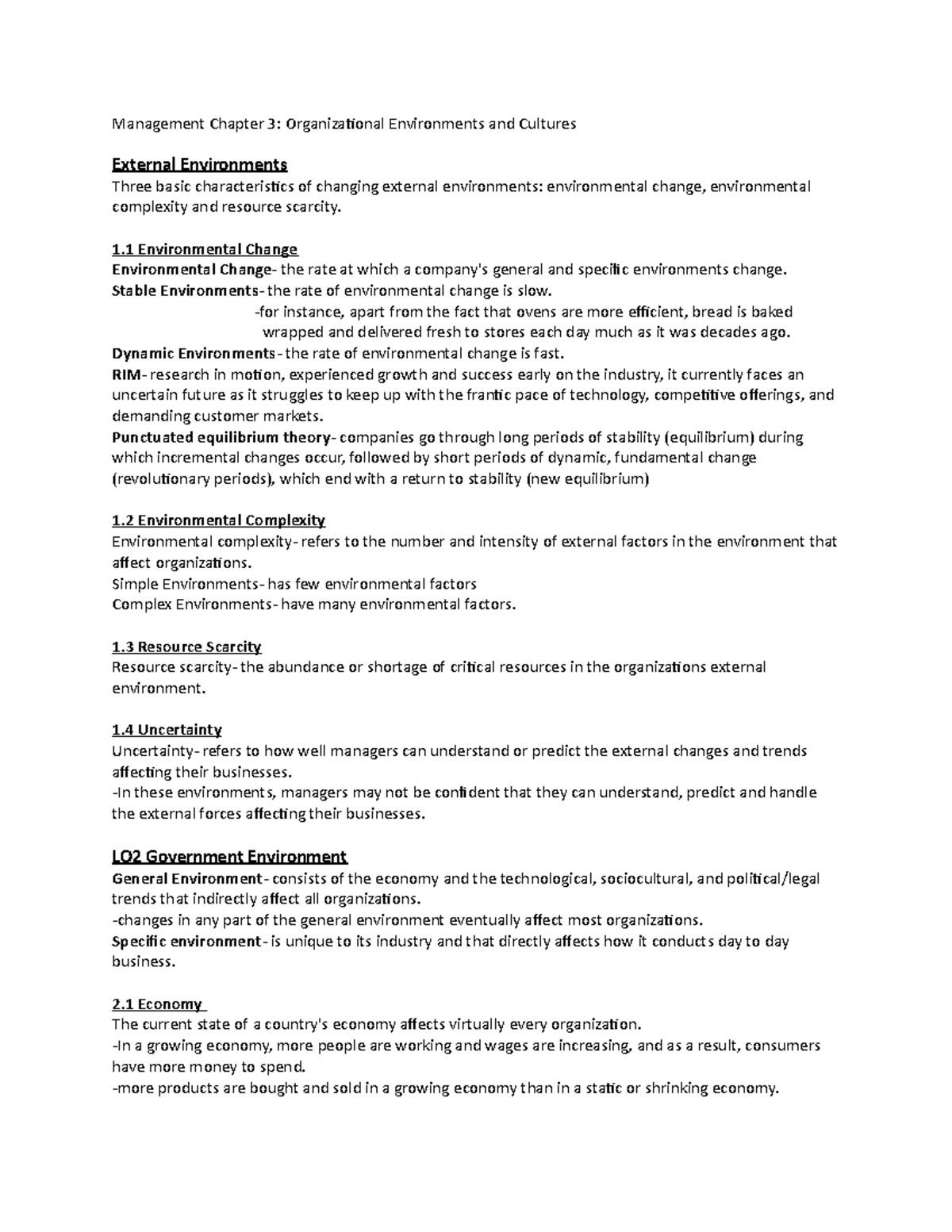 Management chapter 3 - Management Chapter 3: Organizational ...