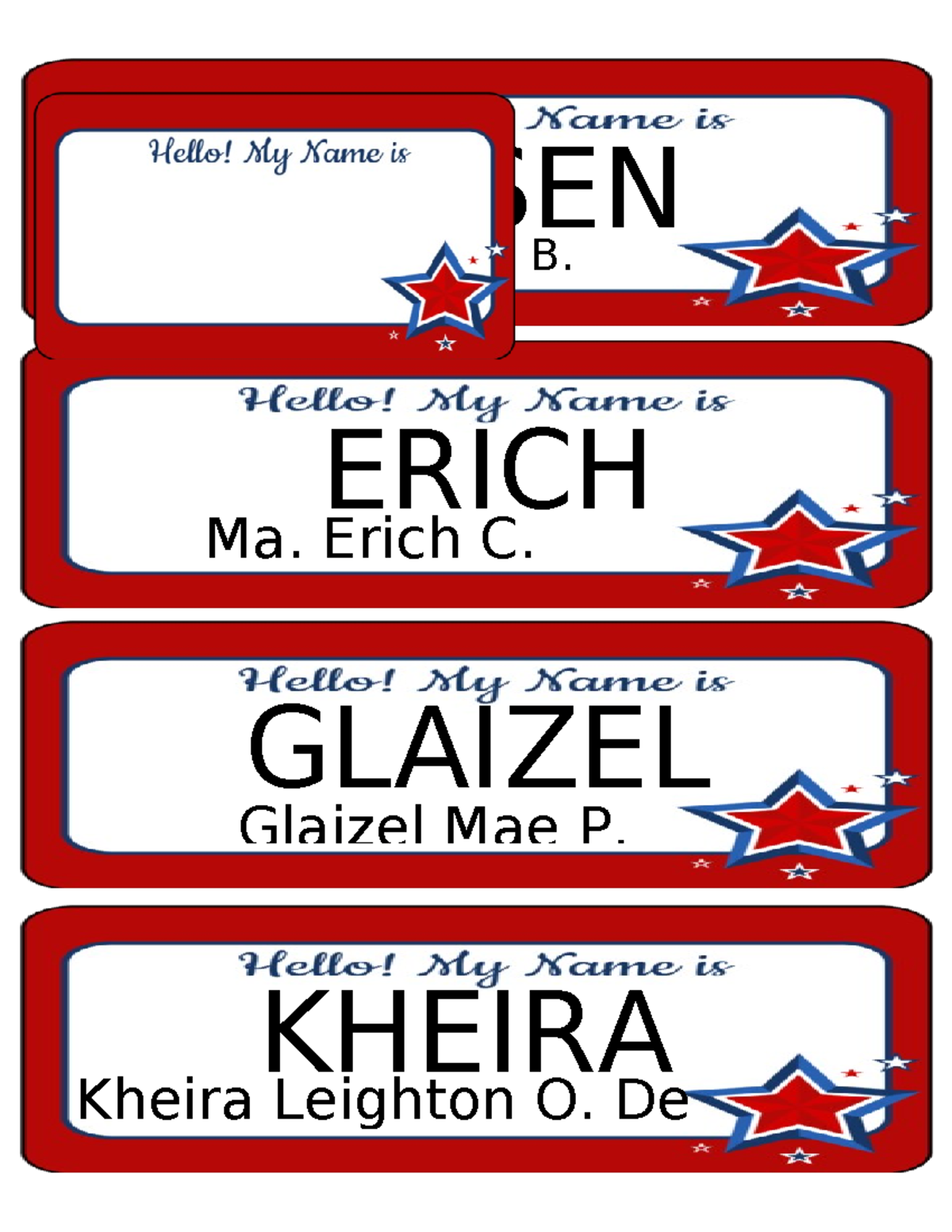Nametag - Office Administration - ROTSEN ERICH GLAIZEL Glaizel Mae P ...