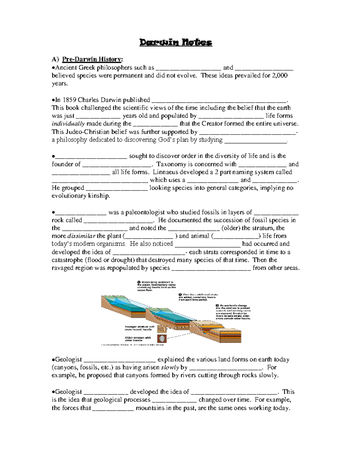 Darwin Notes - Darwin Notes A) Pre-Darwin History: Ancient Greek ...