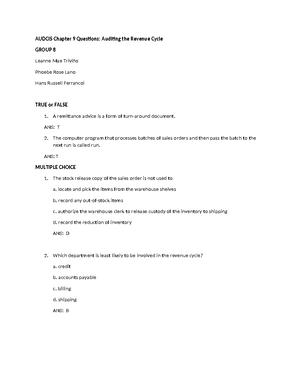 Sol Chap6 - Aud - Solutions Manual to accompany Auditing and Assurance Concepts and Applications ...