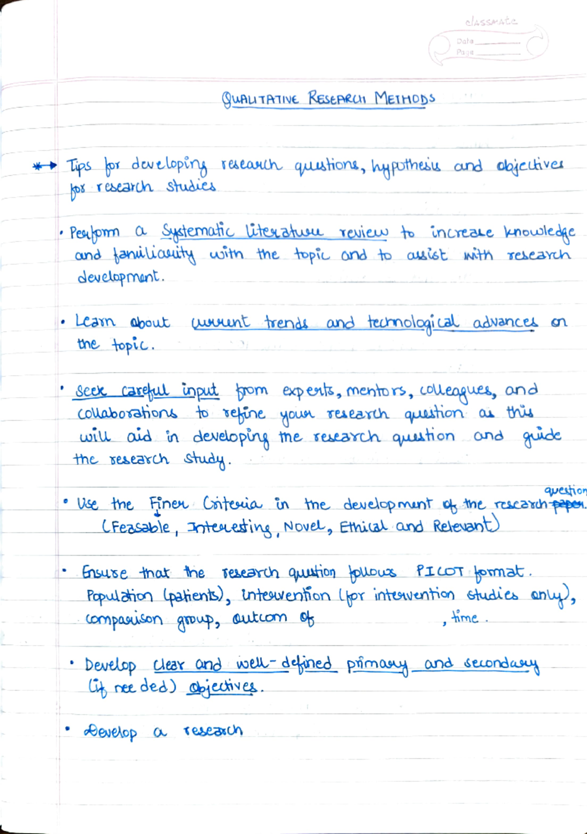Qualitative Notes 2 - research - classmate Date Page QUALITATIVE ...