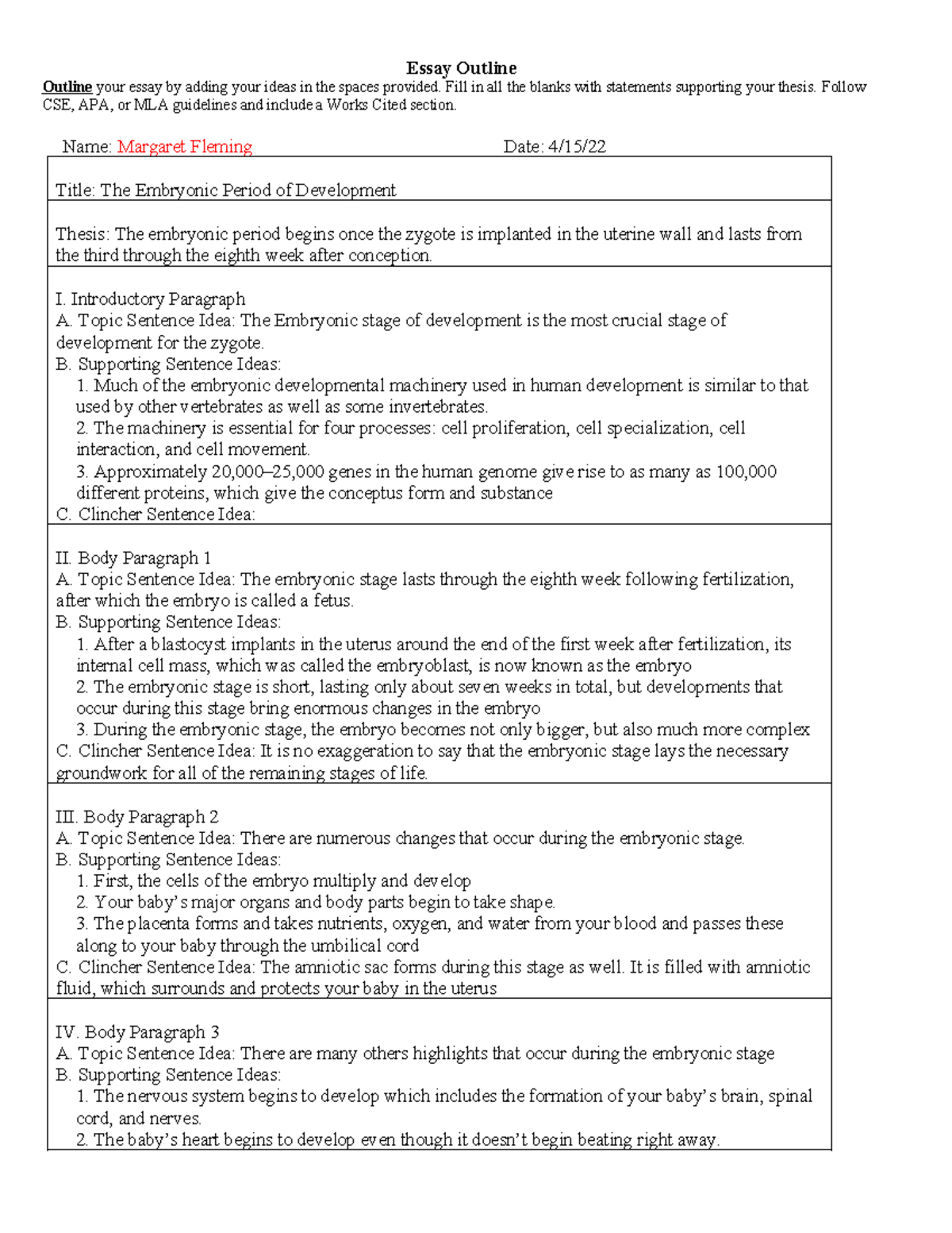 Term Project Part 3 - Essay Outline Outline your essay by adding your ...