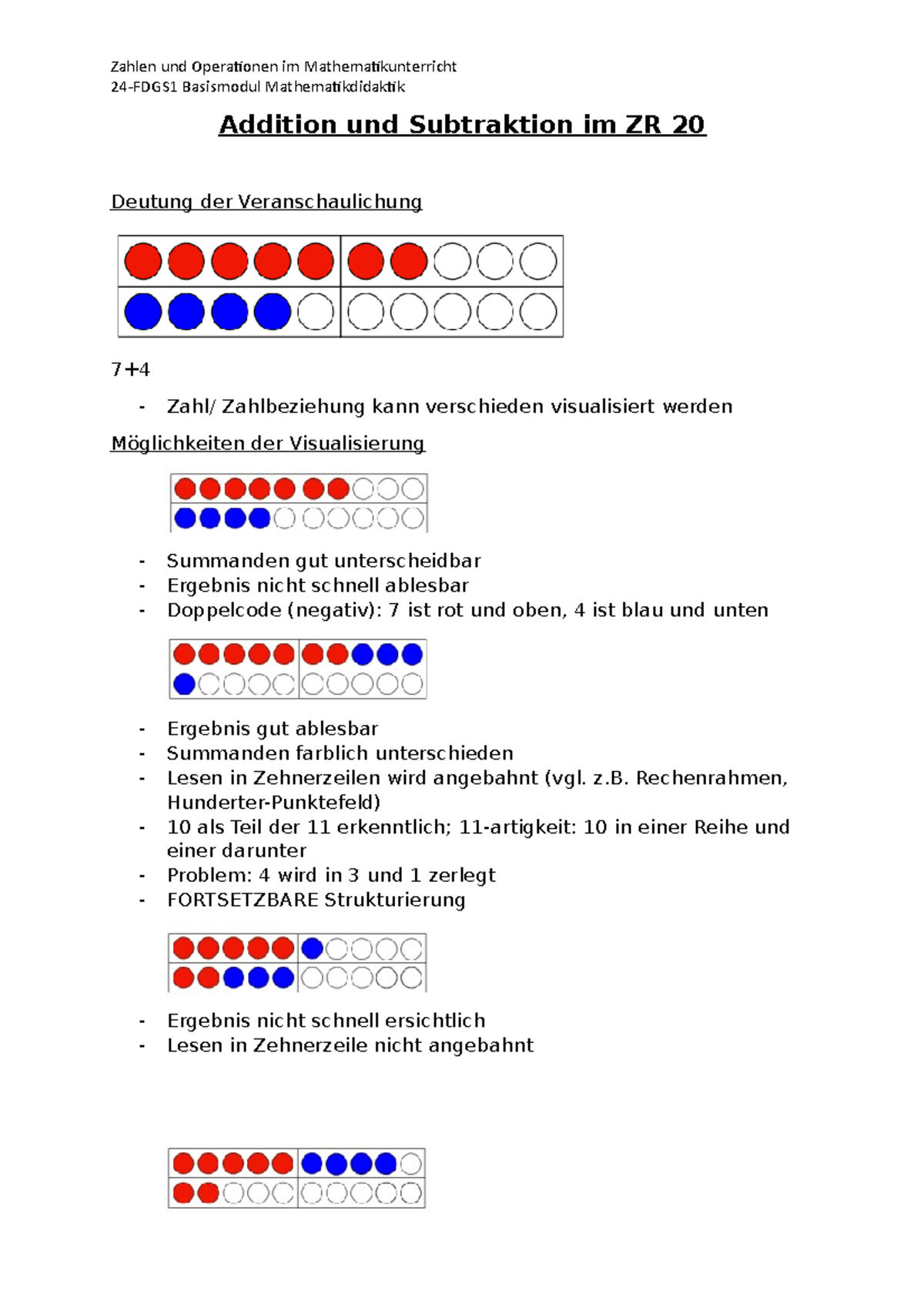 Addition und Subtraktion im ZR 20 - 24-FDGS1 Basismodul ...
