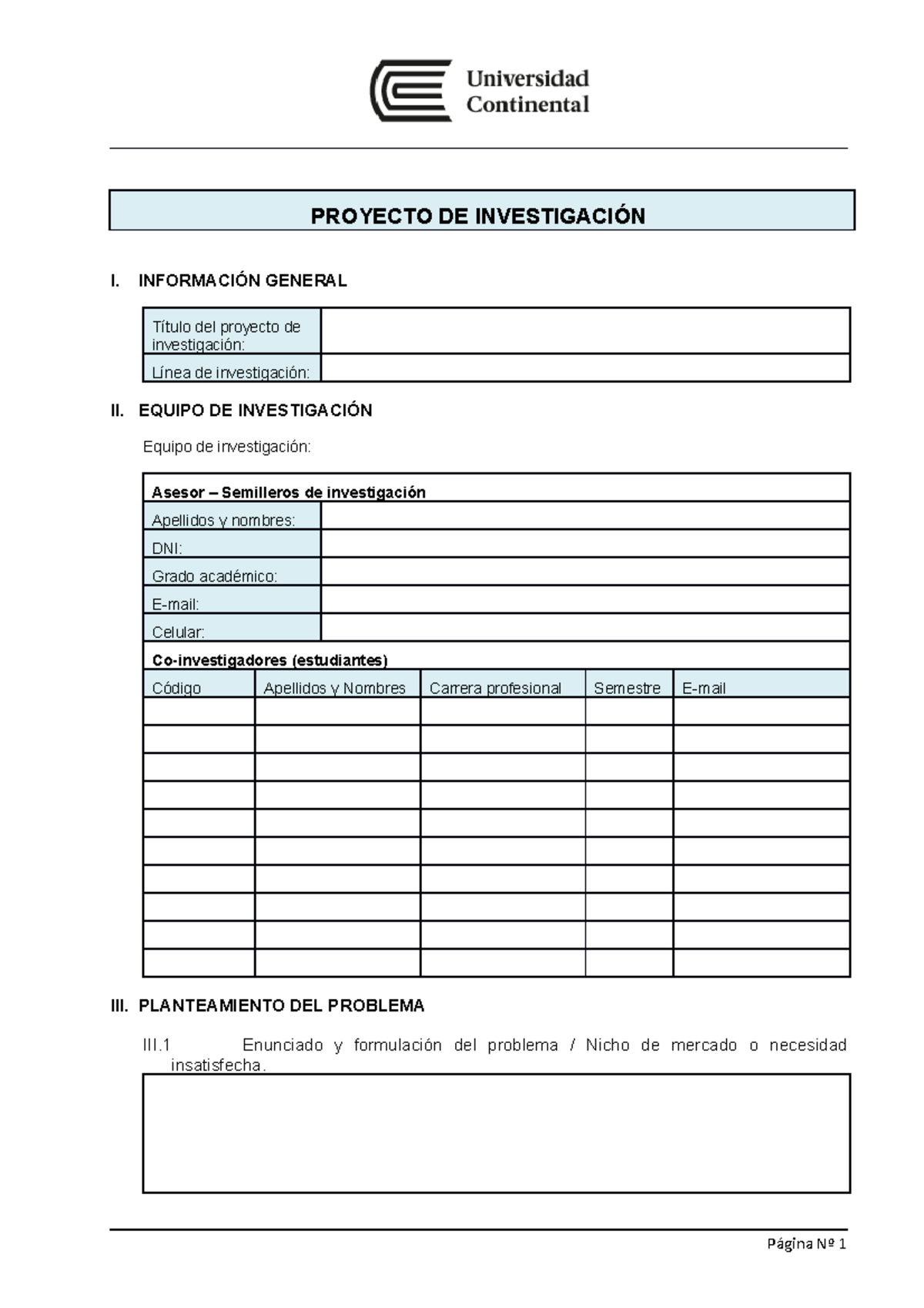 Pfsi-formato-proyecto - PROYECTO DE INVESTIGACIÓN I. INFORMACIÓN GENERAL Título del proyecto de ...