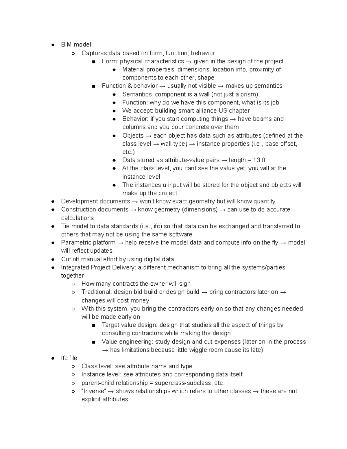 Final Review - Lecture notes 26 - BIM model Captures data based on form ...
