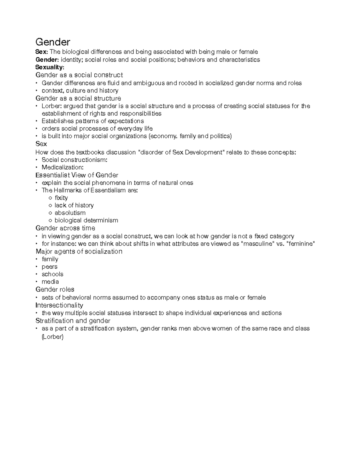 Lecture 12 Gender - SOC 1001 - the U of M - Studocu