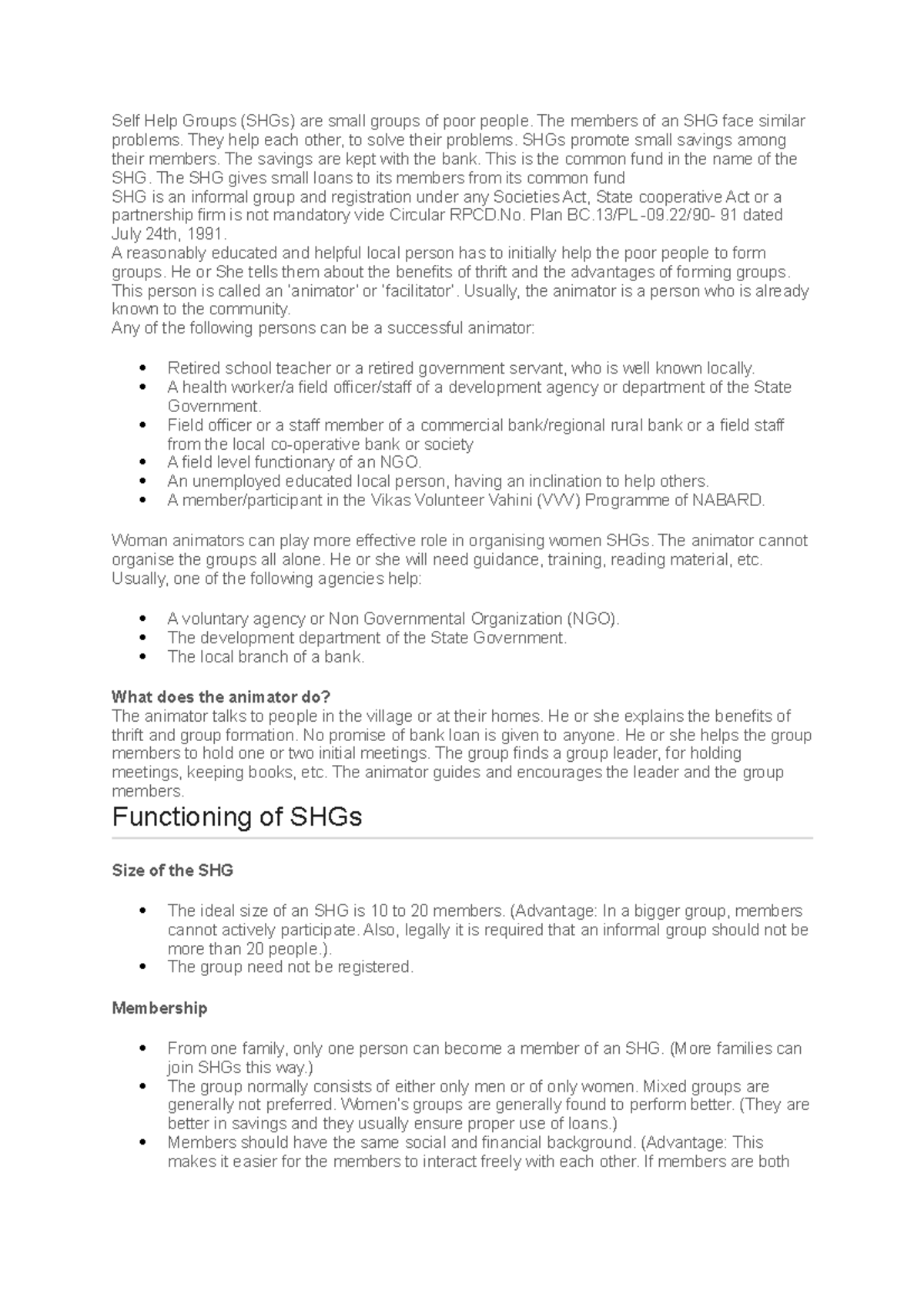 SHG - SHG - Self Help Groups (SHGs) are small groups of poor people ...