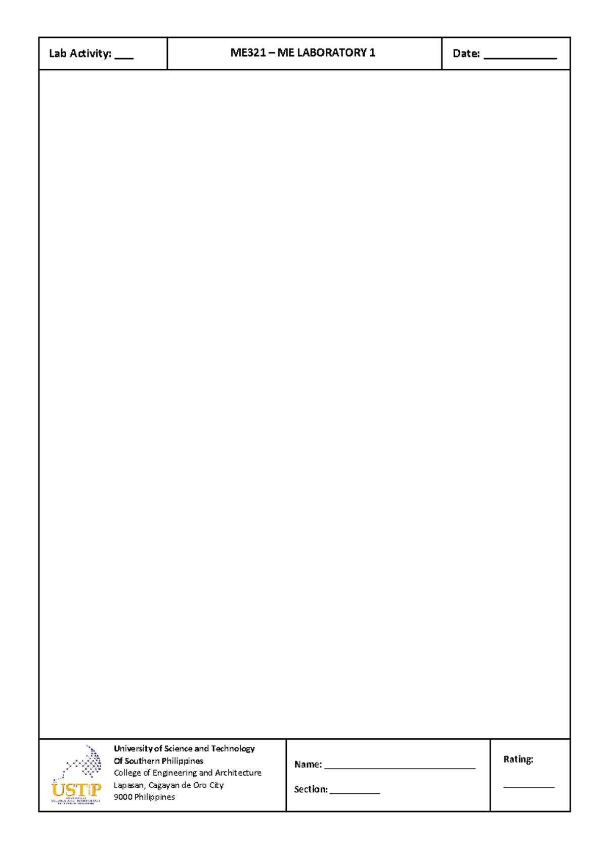 Template-ME321 - N/A - ME 321 – ME LABORATORY 1 University of Science ...