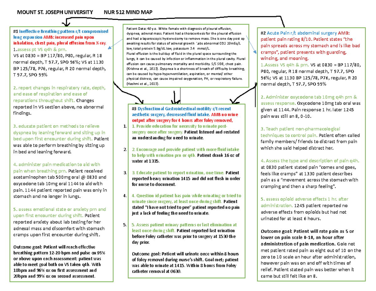 Mind map concept map med surg clinical 9-8 - MOUNT ST. JOSEPH ...