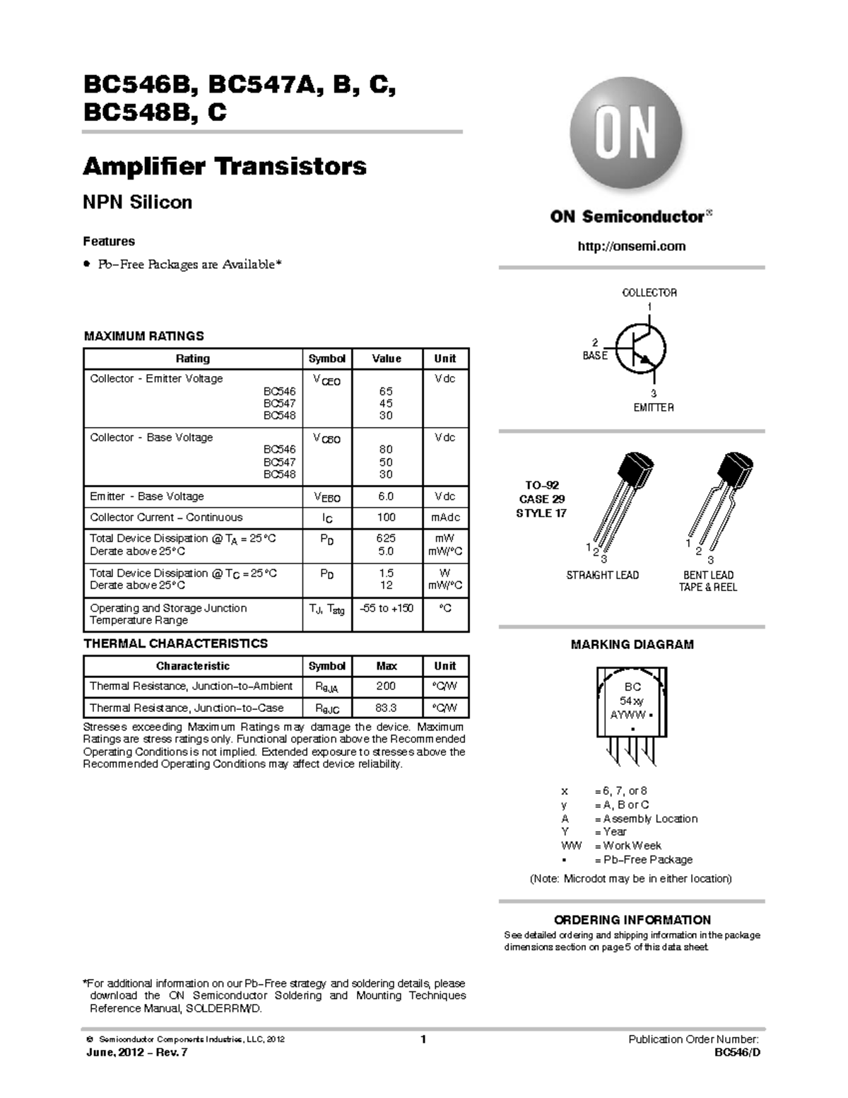 BC548B datasheet - electrical and electronics - © Semiconductor ...